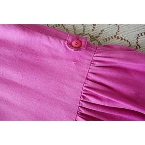 Vintage | Dresses | Vintage Pink Muted Fuchsia Linen Midi Dress Sz 8 ...